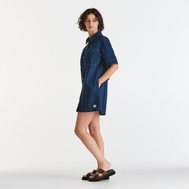 Denim Boxy Dress - Modern Rinse – Chicago Joes